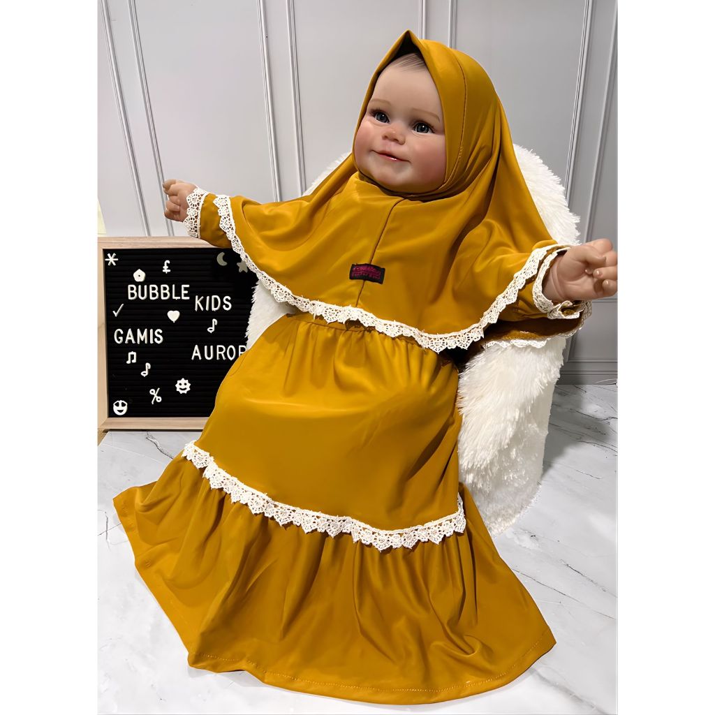 Gamis Baby Girl Free Hijab Aurora New Born 0 - มัสตาร์ด 3 ปี | Shopee ...