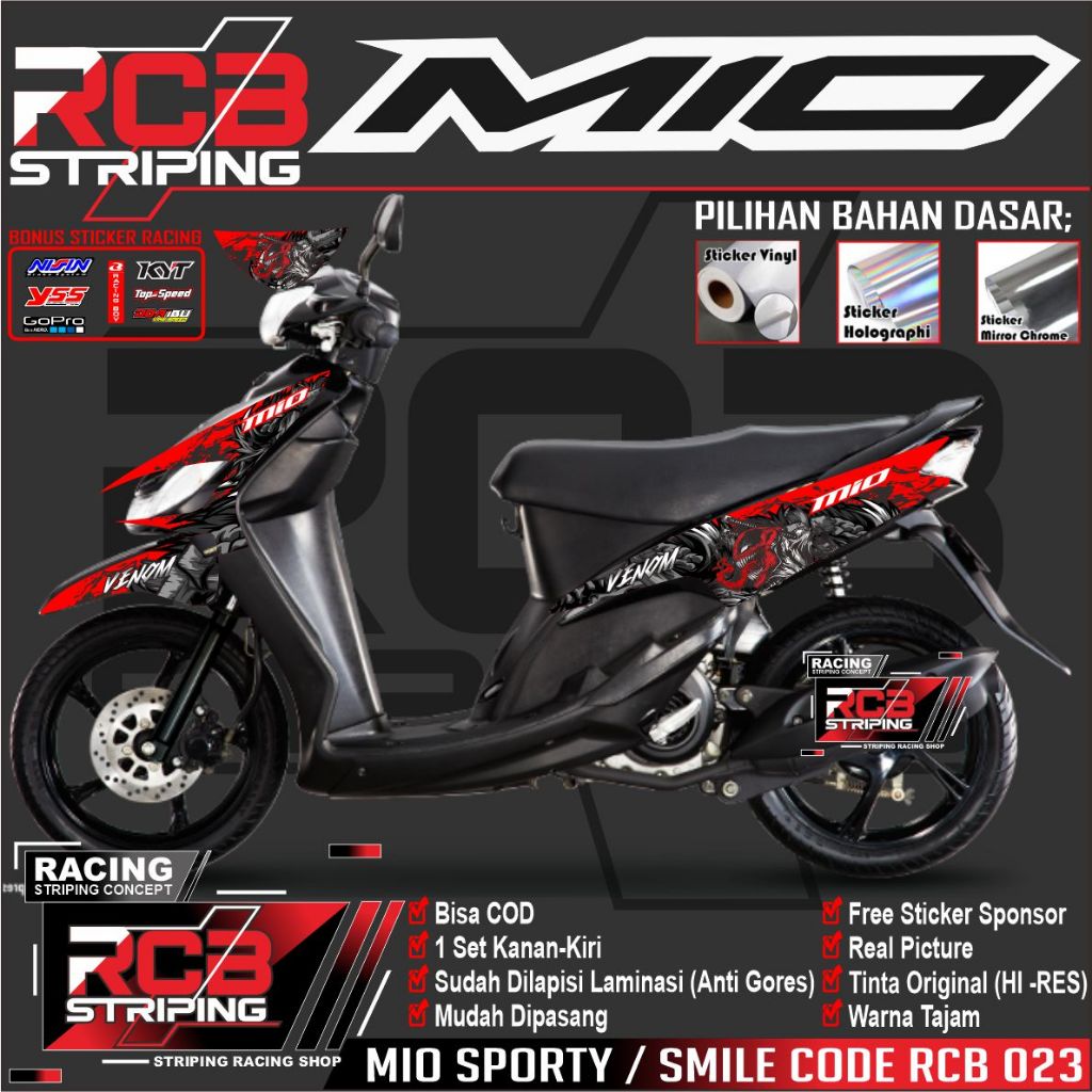 สติกเกอร์ Mio SPORTY Mio Smile Mio LAMA SPORTY 110 Variations VENOM RCB ...