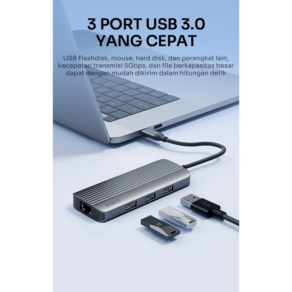 Robot อะแดปเตอร์ฮับ USB HT560 HT-560 TYPE C LAN HDMI 6 IN 1 | Shopee ...