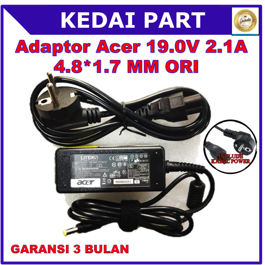 Acer Z476 Series 19V - 2.1A DC 4.8*1.7 มม. 40W อะแดปเตอร์ชาร์จ | Shopee ...