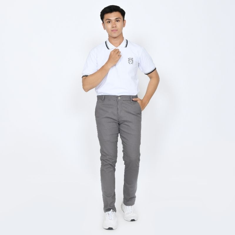 กางเกง HiCLO Slimfit Chinos สีเทาดั้งเดิม | Shopee Thailand