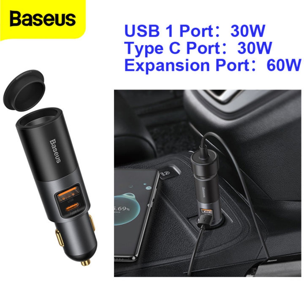 Baseus Car Charger 120W พร้อม USB Type C ที่จุดบุหรี่แชร์กัน | Shopee Thailand