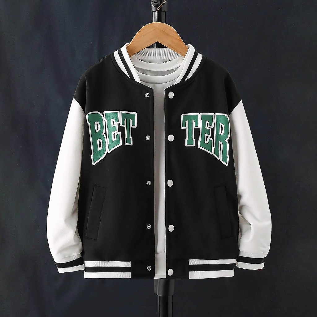 Unisex เด็ก Varsity แจ็คเก็ตเบสบอล (1 ปี - 18 ปี) BETTER LOGO (CUSTOM ...