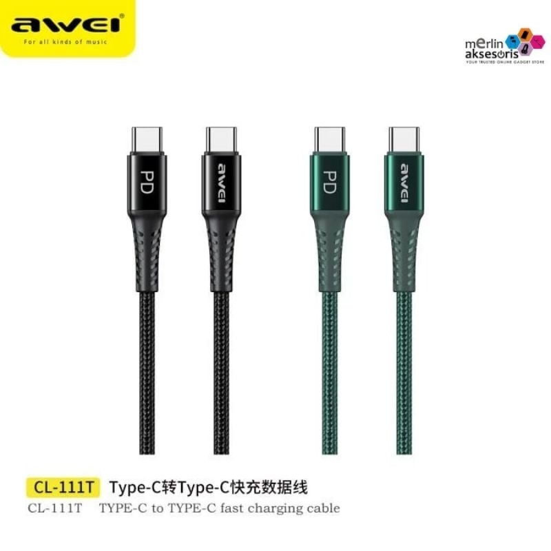 AWEI CL-111T สายชาร์จข้อมูล Type C ถึง Type C | Shopee Thailand