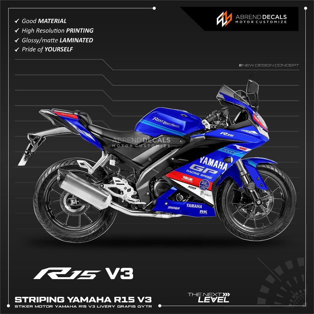 รูปลอก STRIPING YAMAHA R15 V3 กราฟิก GYTR/สติกเกอร ์ มอเตอร ์ ไซค ์ R15 ...