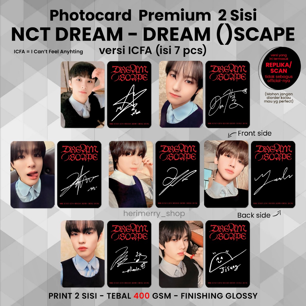 (CONTAINS 7 ชิ้น) NCT DREAMSCAPE Photocard - Photocard พรีเมี่ยม 2 ด้าน ...