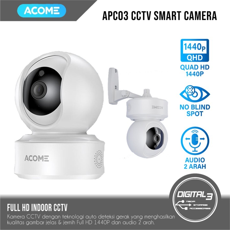 Acome APC03 กล้องอัจฉริยะ กล้องวงจรปิด WiFi 2 ทิศทาง FULL HD 1440P 4MP ...
