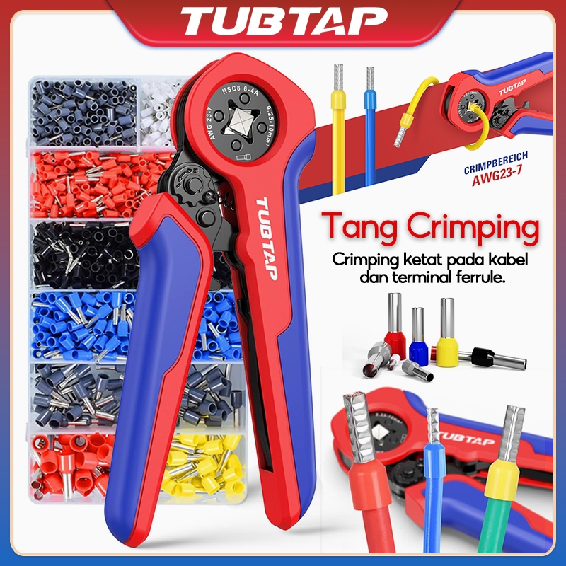 TUBTAP Ferrules Crimping คีมชุด 1200 ชิ้น Wire Tip Terminal เครื่องมือ ...