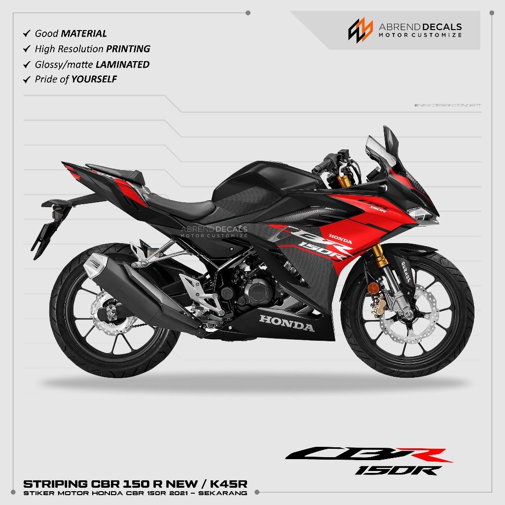 รูปลอก STRIPING CBR 150R ใหม่ K45R กราฟิกคาร์บอน/สติ๊กเกอร์ CBR 150R ...