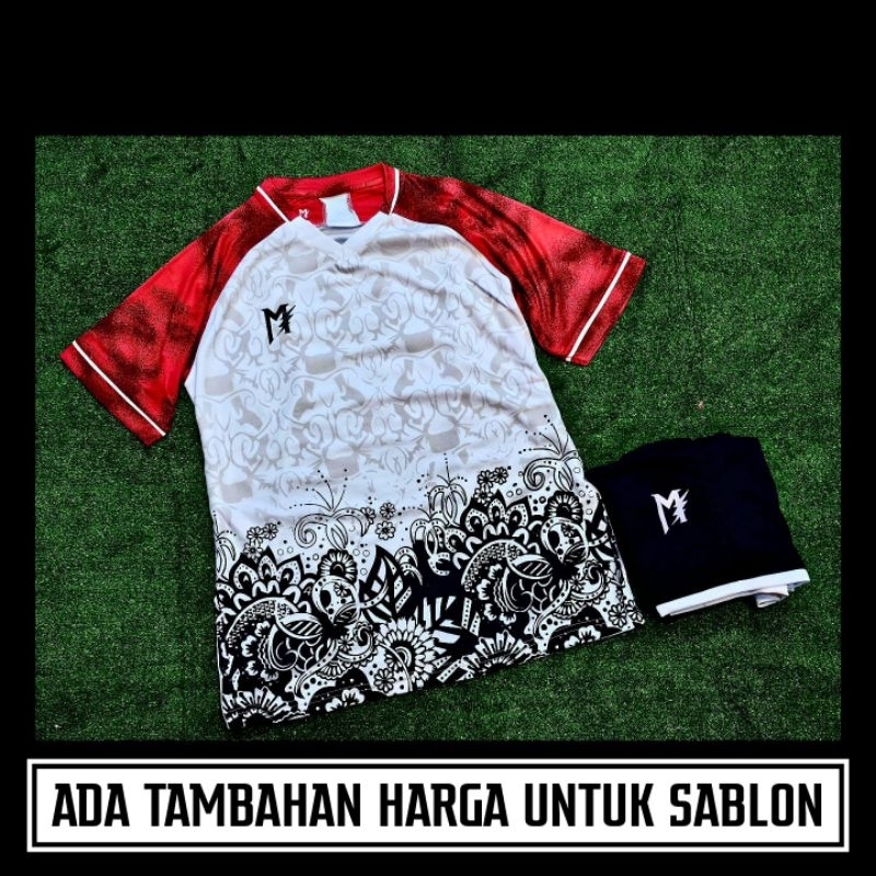 Merah PUTIH Muzakar Futsal Shirt Suit Ball Jersey Suit With Red White ...
