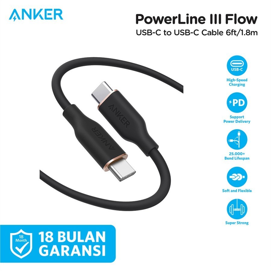Anker Powerline III Flow Charger Cable 100W Type C ถึง C 6ft - A8553 ...