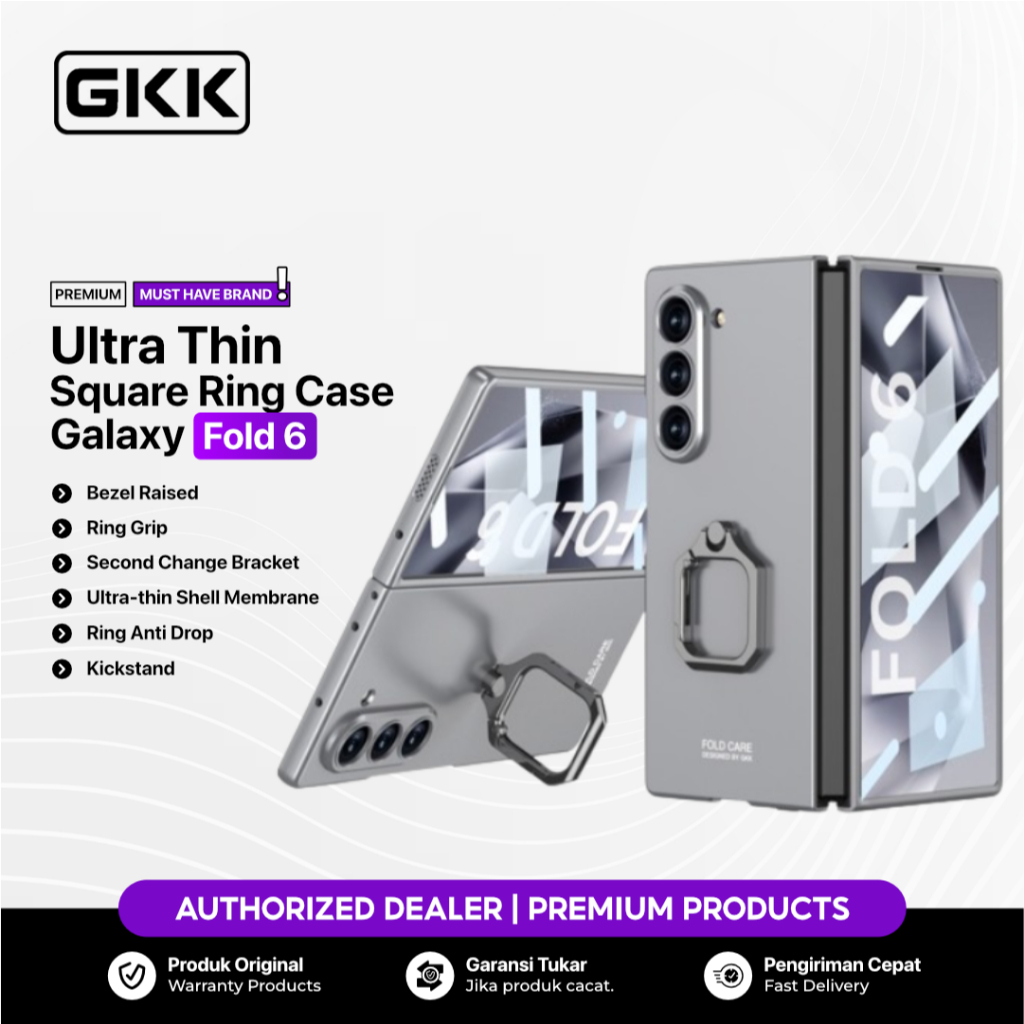 เคส Samsung Galaxy Z Fold 6 Fold6 GKK Ultra Thin Square Ring Kick Stand ...