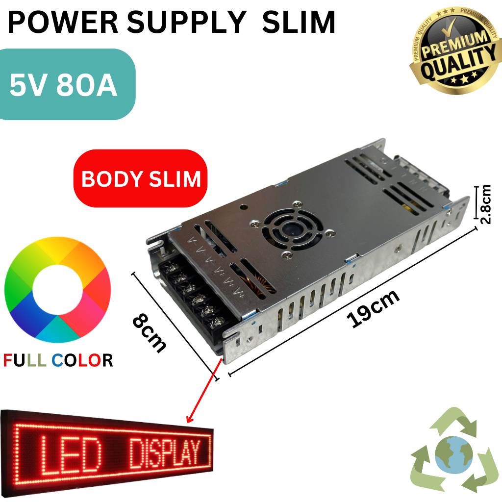 แหล่งจ่ายไฟ SLIM 5V 40A / 5V 60A / 5V 80A RUNNING TEXT SWITCHING ADAPTER SMPS PSU 40A 5V / 60A ...