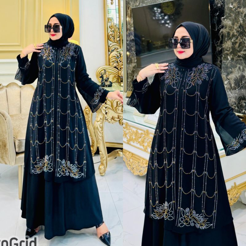TURKEY ANGEL ABAYA GAMIS FULL OF SILVER SEQUENCE และสีดําเต็ม | Shopee ...