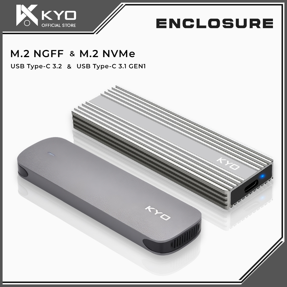 Kyo EM1 EM2 M2 NVME & NGFF Enclosure 10Gbps SSD M.2 NGFF & NVME USB ...