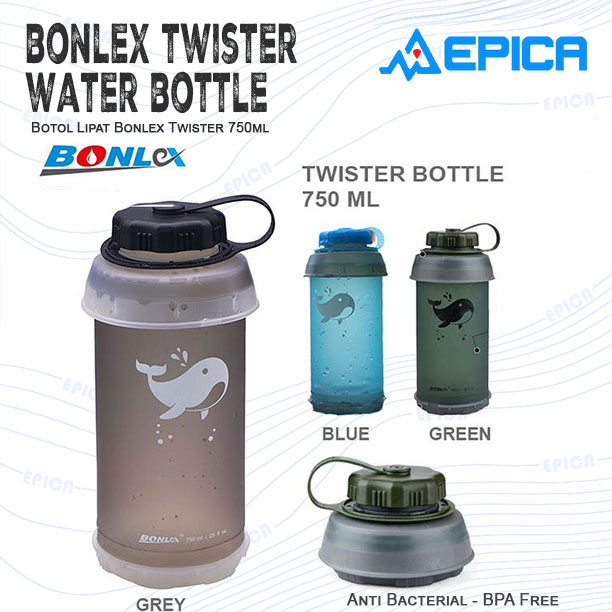Bonlex Twister 750 ml ขวดดื่มกีฬากลางแจ้งแบบพับได้เกรดอาหารเบาไม่ ...