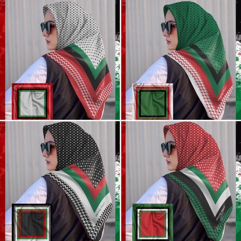 ฮิญาบ Palestian / ฮิญาบทรงสี่เหลี่ยม Palestian พร้อม voalit lasercut ...