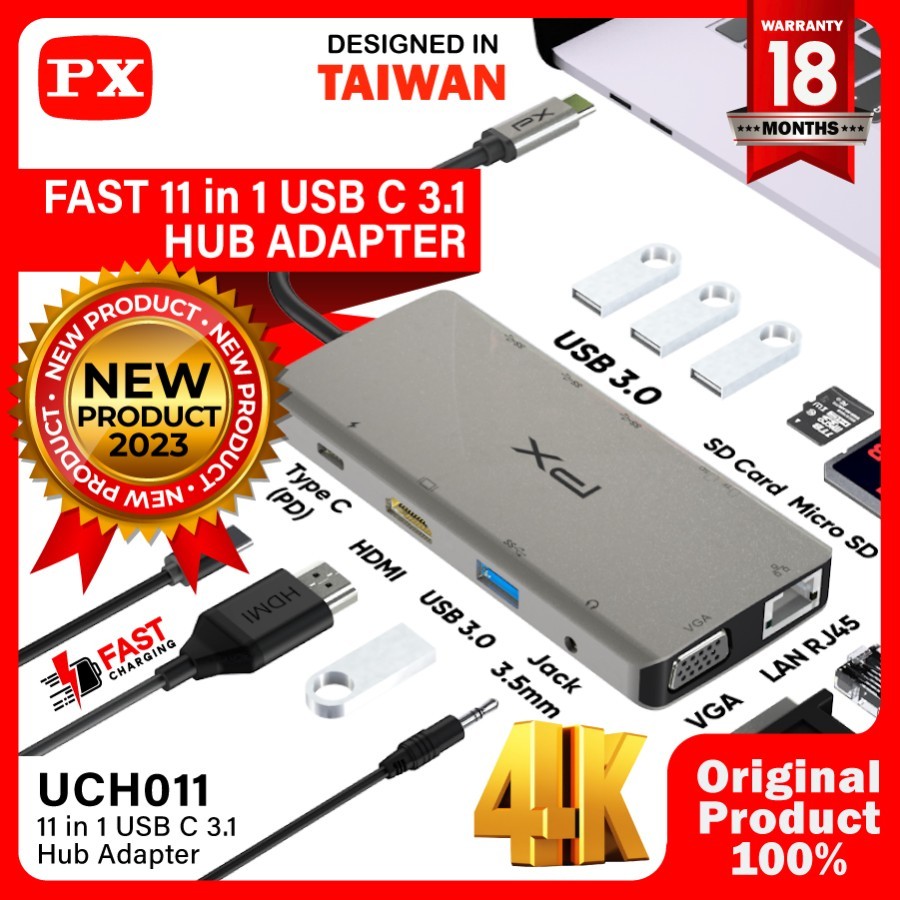 ฮับแปลง USB Type C 3.1 เป็น HDMI USB iOS Windows 11 in 1 PX UCH011 | Shopee Thailand