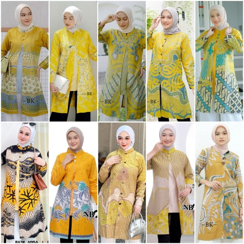 Hitam ผู้หญิง BATIK TUNIC TOP สีเหลืองสีดํา SOFT ML XL XXL XXXL ...