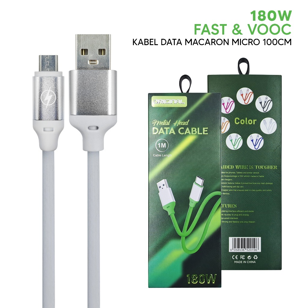 Micro MACAROON DATA CABLE FAST CHARGING 100CM MICRO PLUG 180W คุณภาพดี ...