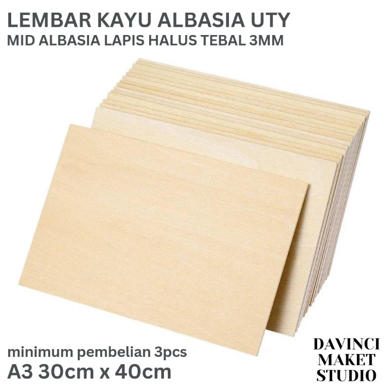 Kayu Albasia Wood Sheet 3mm A3 30cm x 40cm - ไม้อัด Balsa เคลือบละเอียด ...