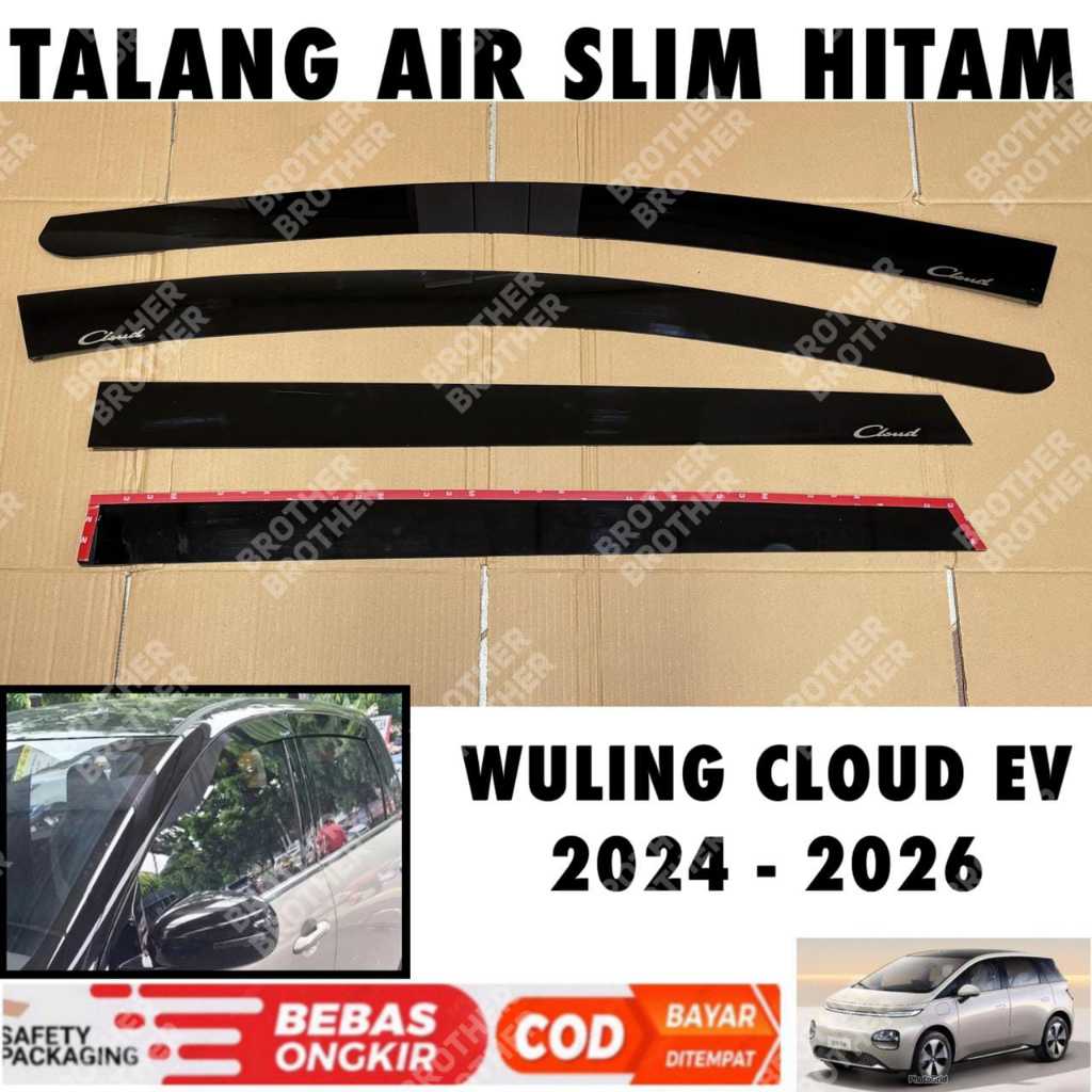 Hitam Wuling Cloud Gutter Ev 2024 2025 2026 Side Visor Slim Black ...