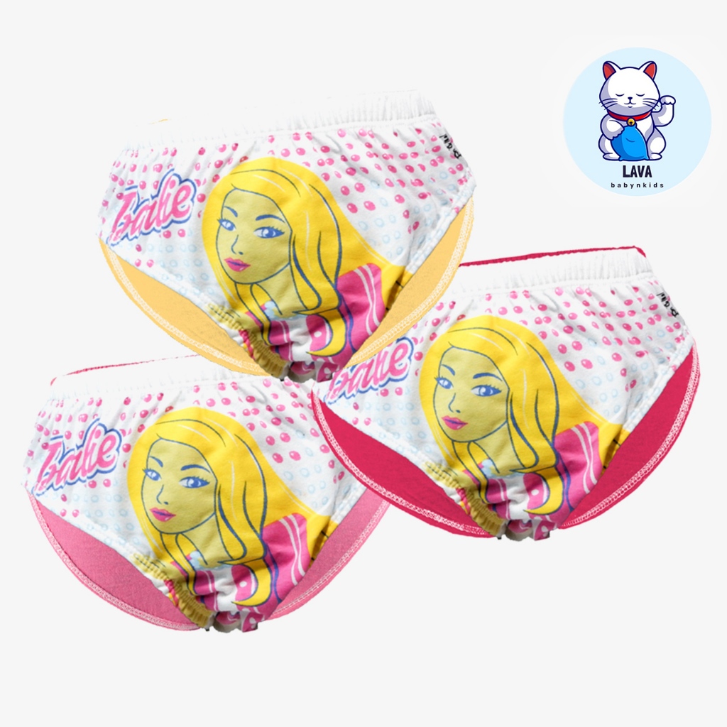 Katun Girls& 39; กางเกงชั้นในผ้าฝ้ายลายบาร์บี้โมติฟ (1 แพ็ค มี 3 ...