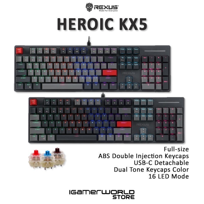Rexus Heroic KX5 Fullsize Rainbow Mechanical Gaming Keyboard | Shopee Thailand