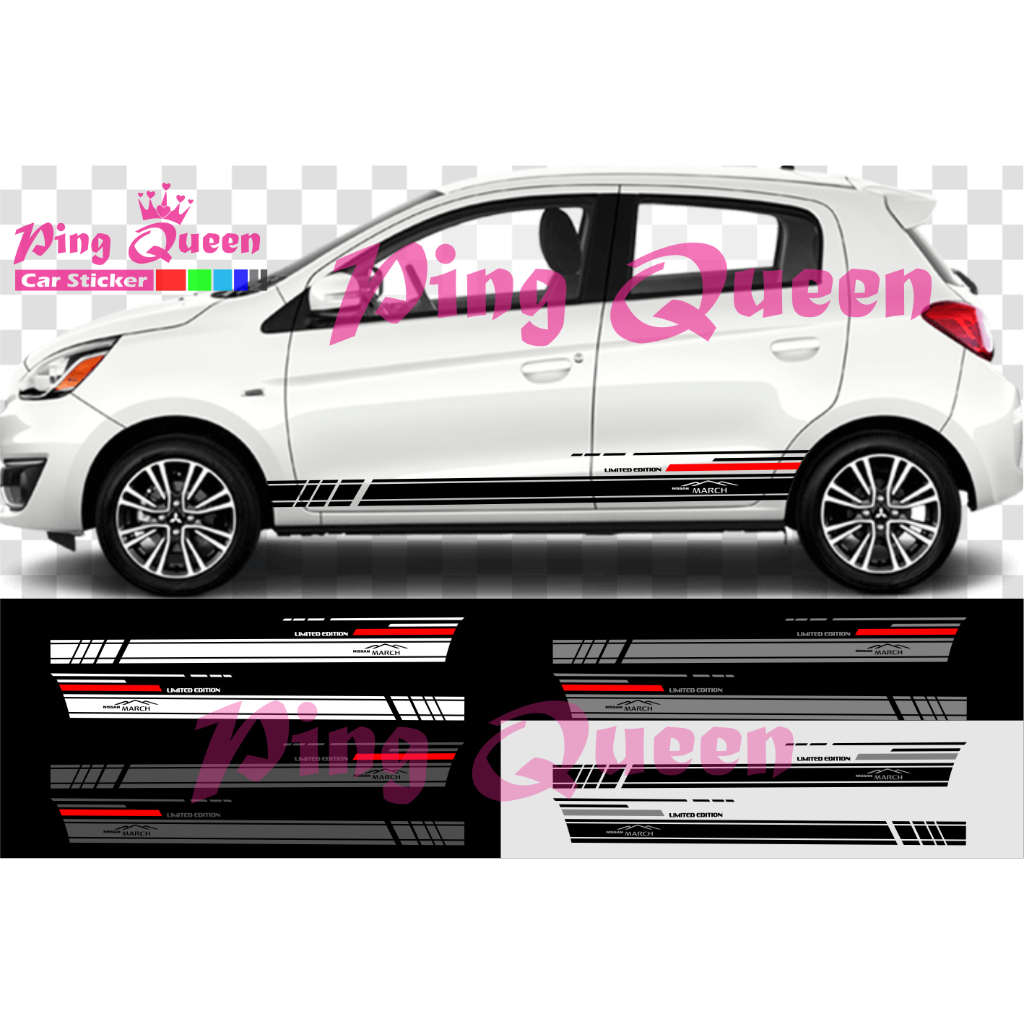 สติ๊กเกอร์ตัด NISSAN MARCH MARCH CAR SIDE BODY STICKER | Shopee Thailand
