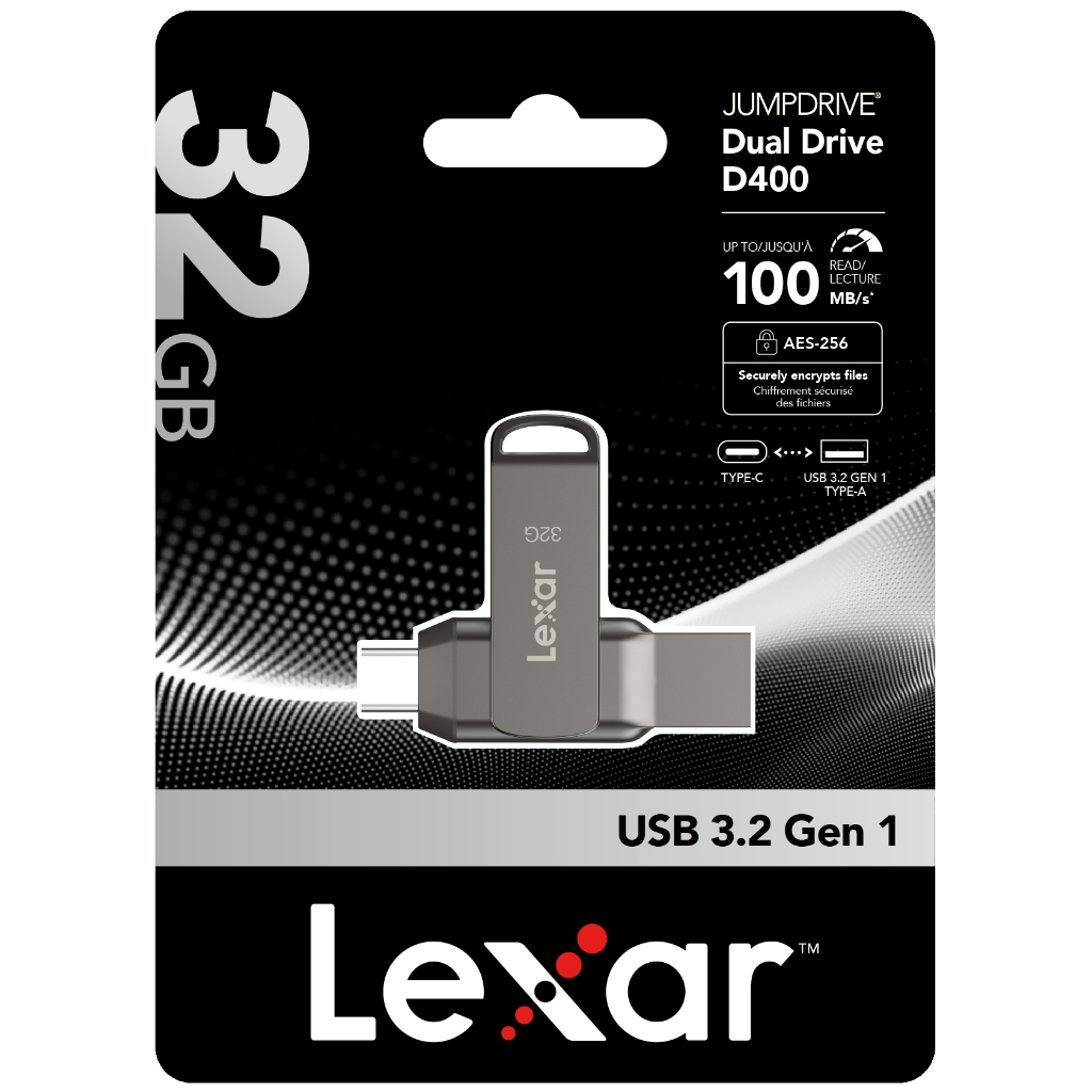 Lexar JumpDrive OTG Dual Drive D400 USB 3.1 Type-C 32GB, 64GB, 128GB ...