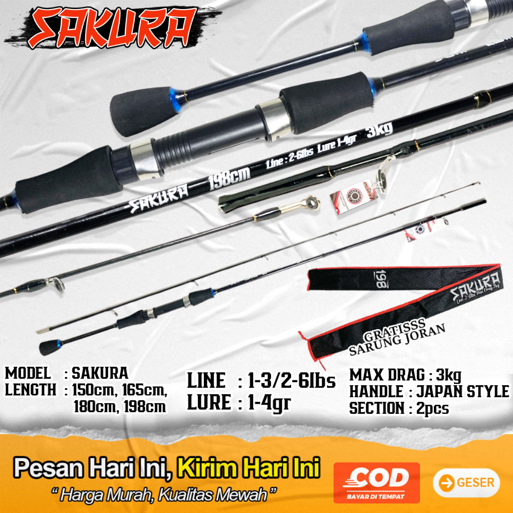 Ultralight UL sakura Rod 2-6lb เส้นใยแข็งที่แข็งแกร่งสูงสุด 3กก. ...