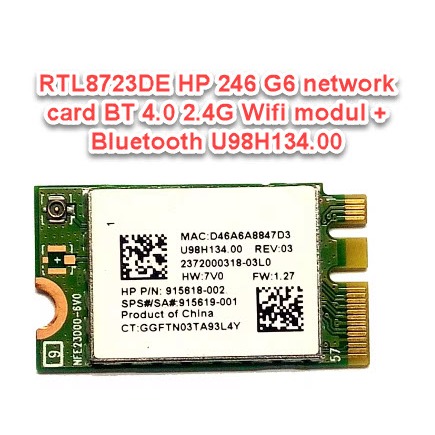 Rtl8723de HP 246 G6 การ์ดเครือข่าย BT 4.0 2.4G Wifi โมดูล + บลูทูธ ...