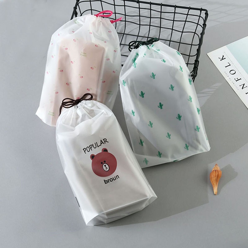 Drawstring Pouch Organizer Bag พลาสติกพลาสติกใส Doff Dof Matte โปร่งใส Drawstring Drawstring ...