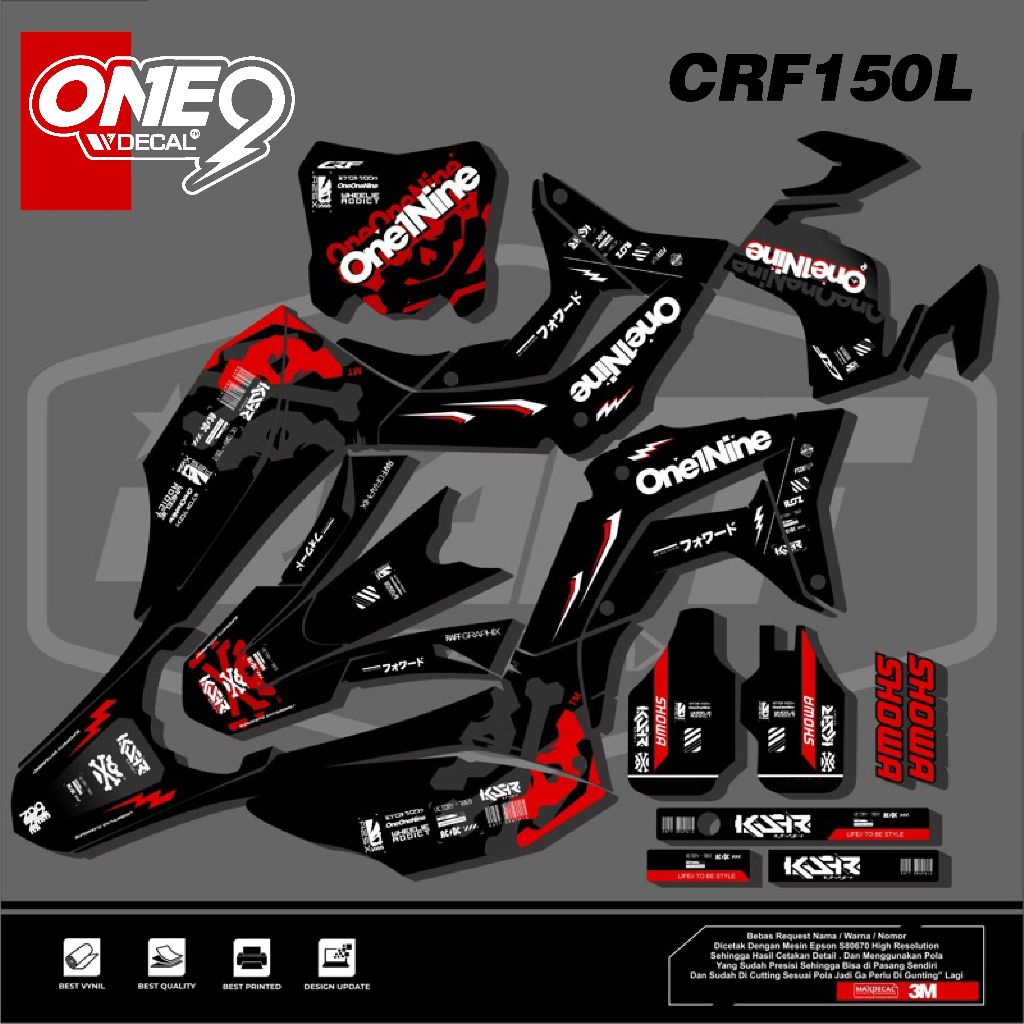 สติกเกอร์รูปลอก CRF Fullbody CRF HONDA CRF 150L CRF Full Body Dekal CRF ...