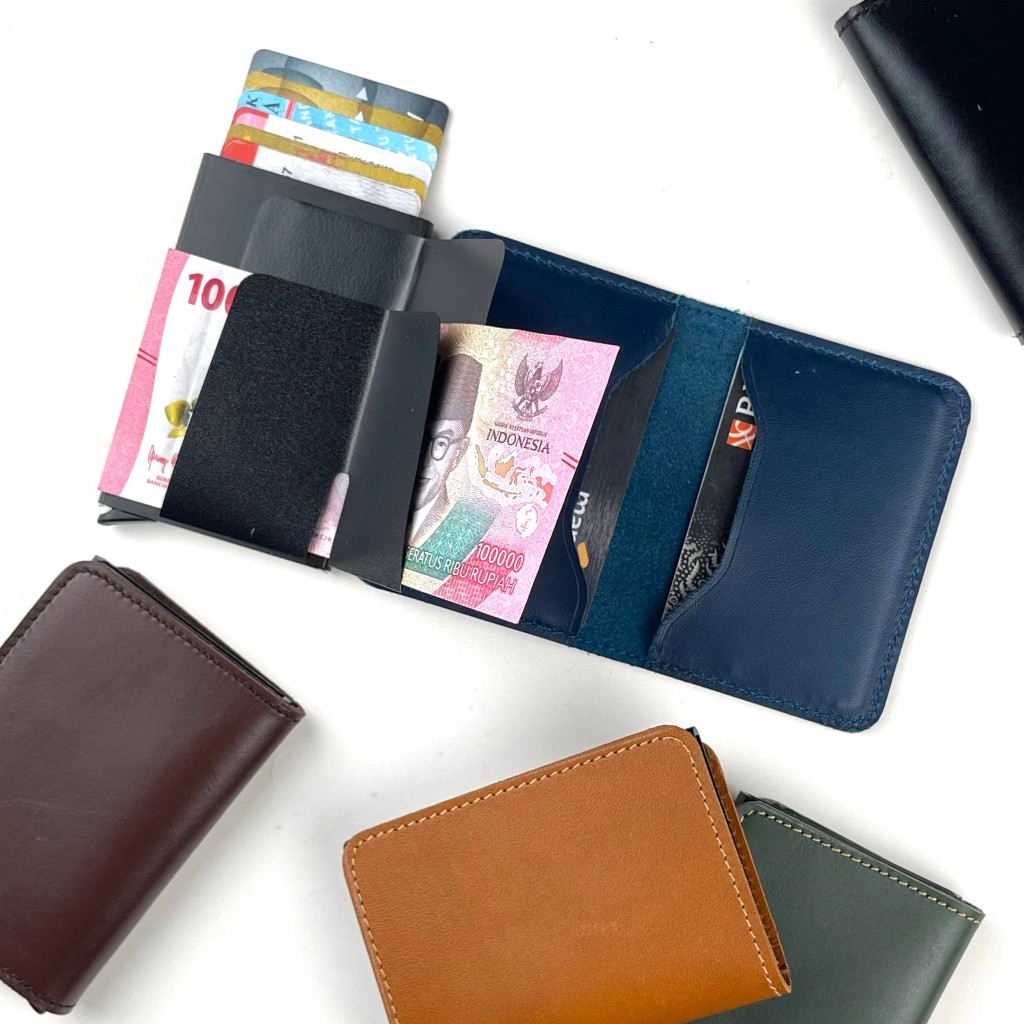Slim wallet RFID protector smart card holder leather smart card wallet ...