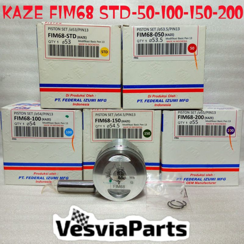 ชุดลูกสูบ PISTON KIT PISTON SET FIM68 KAZE 53-53.5 - 54-54.5 - 55 ...