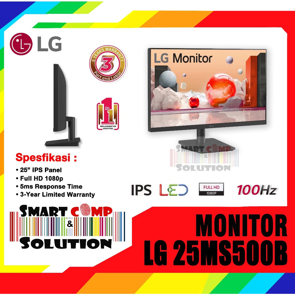 มอนิเตอร์ LG 25 นิ้ว 25MS500B 25MS500-B IPS Full HD 1080p HDMI 100Hz ...