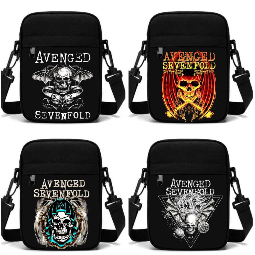 Hitam Avenged Sevenfold A7X Band Black Sling Bag วัสดุผ้าใบ Cordura 100 ...