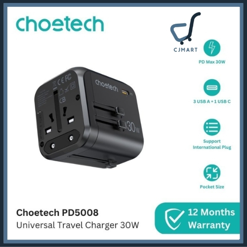 Choetech PD5008 อะแดปเตอร์ชาร์จ 30W PD 4 USB Type A/C สําหรับเดินทาง | Shopee Thailand