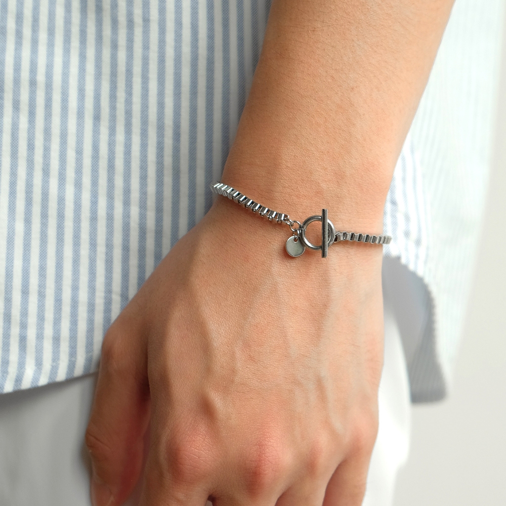 Arnaé Archive Cubic Link Bracelet Unisex Couple Premium Stainless Steel ...
