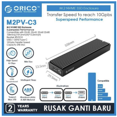 Itstore Orico M2PV-C3 เคสภายนอก SSD M.2 2280/ 2242 Nvme Enclosure ...