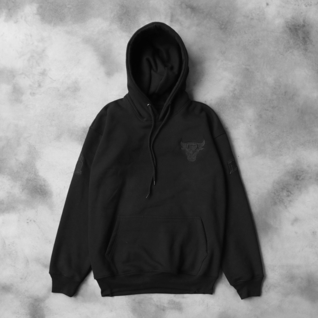 Nba BULLS BANTENG HOODIE SWETER EMBROIDERED FULL BLACK PREMIUM CHICAGO ...