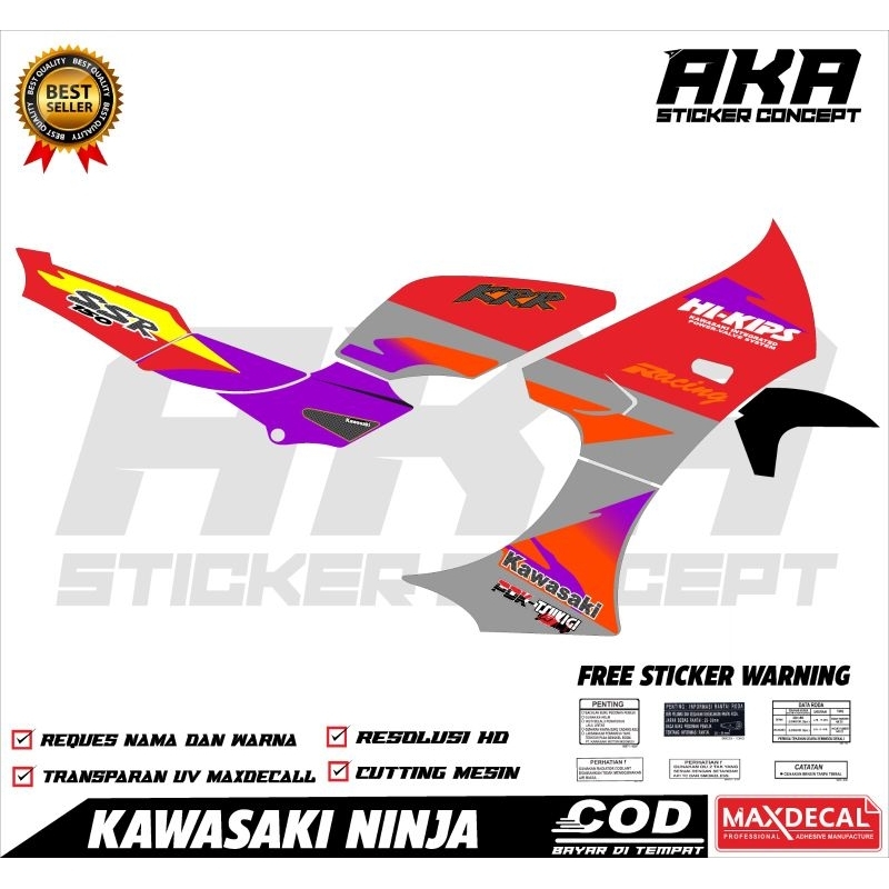 Merah สีแดงใส Kawasaki Ninja KRR SSR Striping Sticker สามารถขอขอขอได้ ...