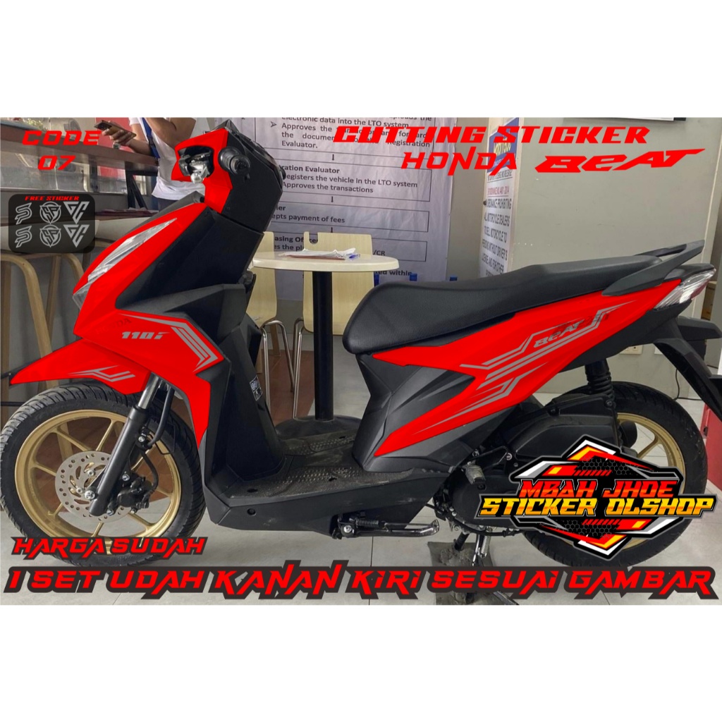 Merah สติ๊กเกอร์ตัด มอเตอร์ไซค์ honda beat deluxe/cbs 2022-2024 ...