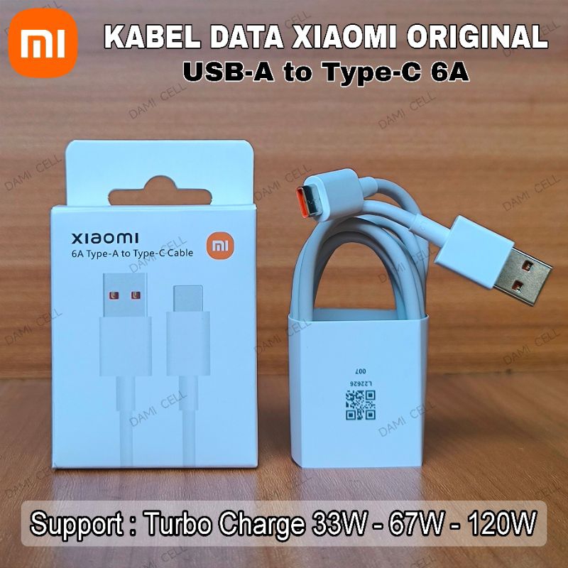 Xiaomi Type C Turbo Charge 6A สายเคเบิลข้อมูล Ori สาย USB-C 6 Ampere Original 100% SUPPORT Fast ...