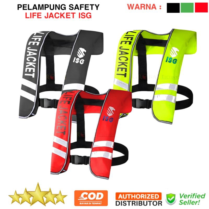 Merah HITAM HIJAU Life Jacket Manual - ISG Automatic Red - Green - Black | C02 ทุ่นนิรภัย ...
