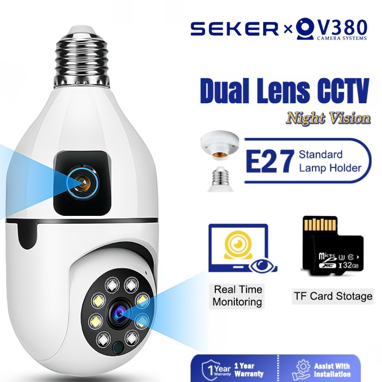 รหัส W4F ฟิวส์ V38 Pro กล้องวงจรปิดหลอดไฟ Dual Lens WiFi กล้อง Smart ...