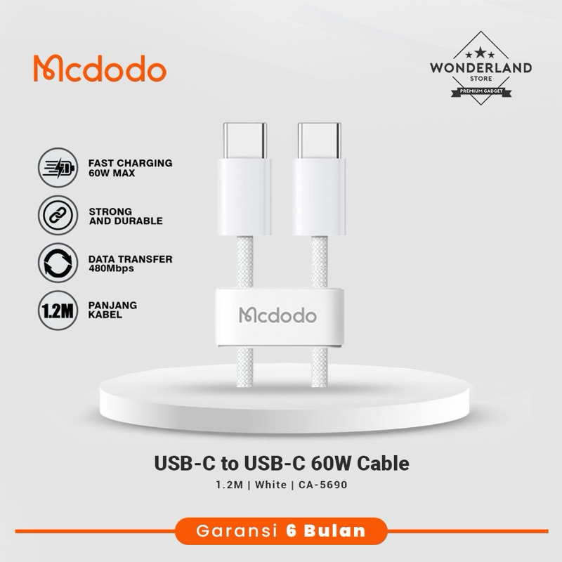 Mcdodo Data Cable USB-C to USB-C 60W PD PPS SFC Fast Charging CA-5690 ...