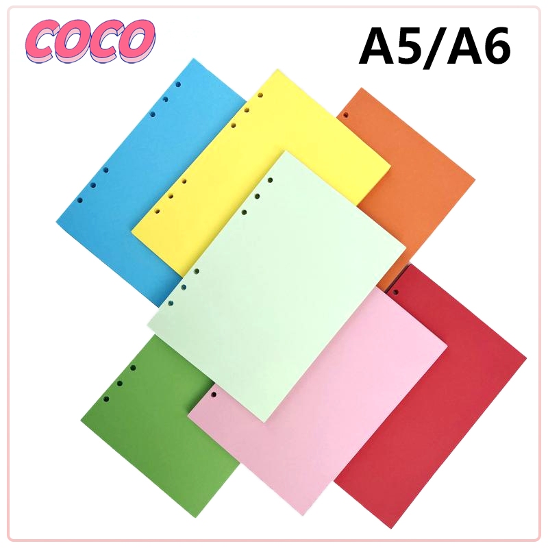 แกนเปลี่ยนสมุดกระดาษแบบถอดได้สี โน้ตบุ๊ก 6 รู A6/A5 สายเปล่า/กริออน/แนวนอน - coco_market ...