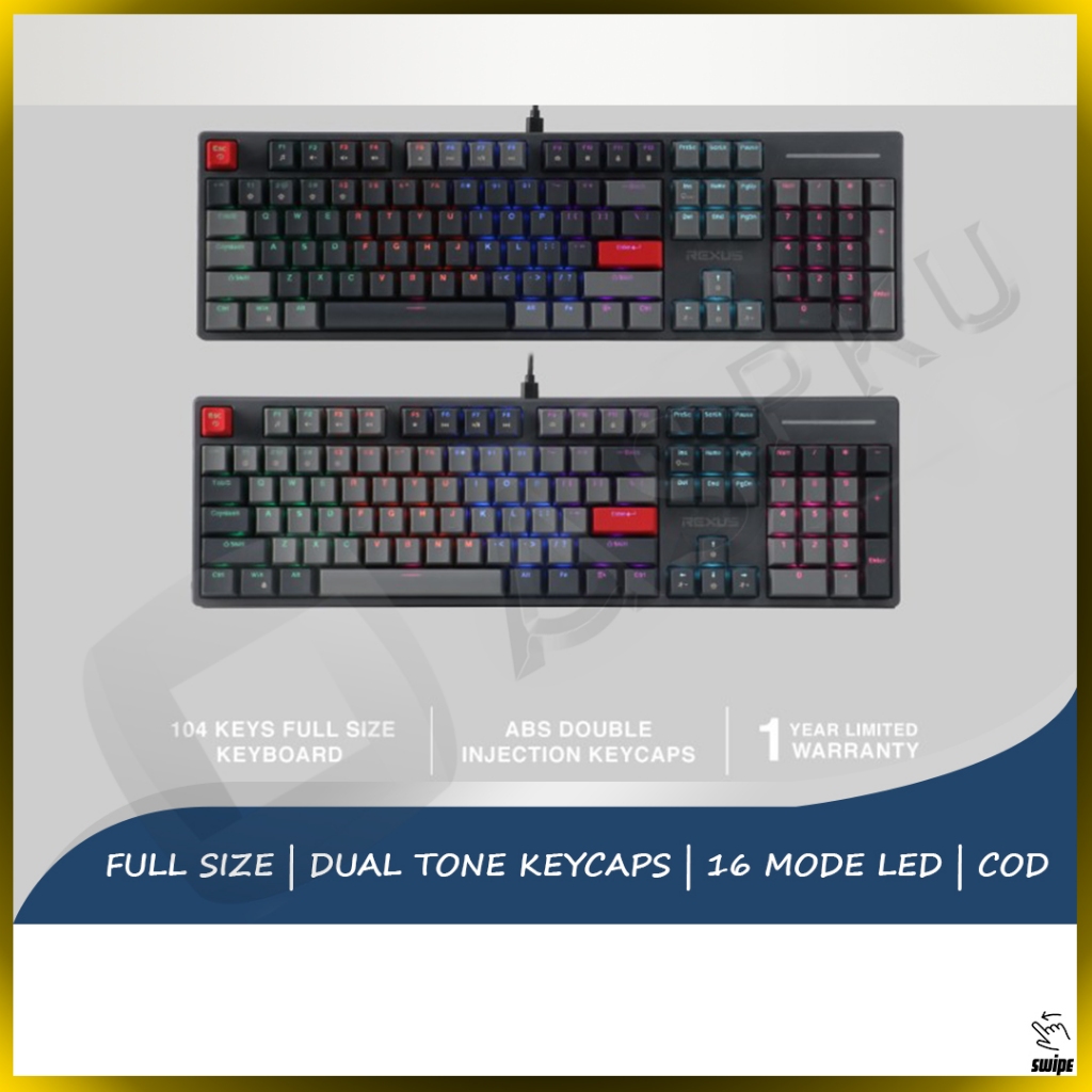 Tombol Rexus Mechanical Keyboard Heroic KX5 Gaming Full Size Mechanical ...